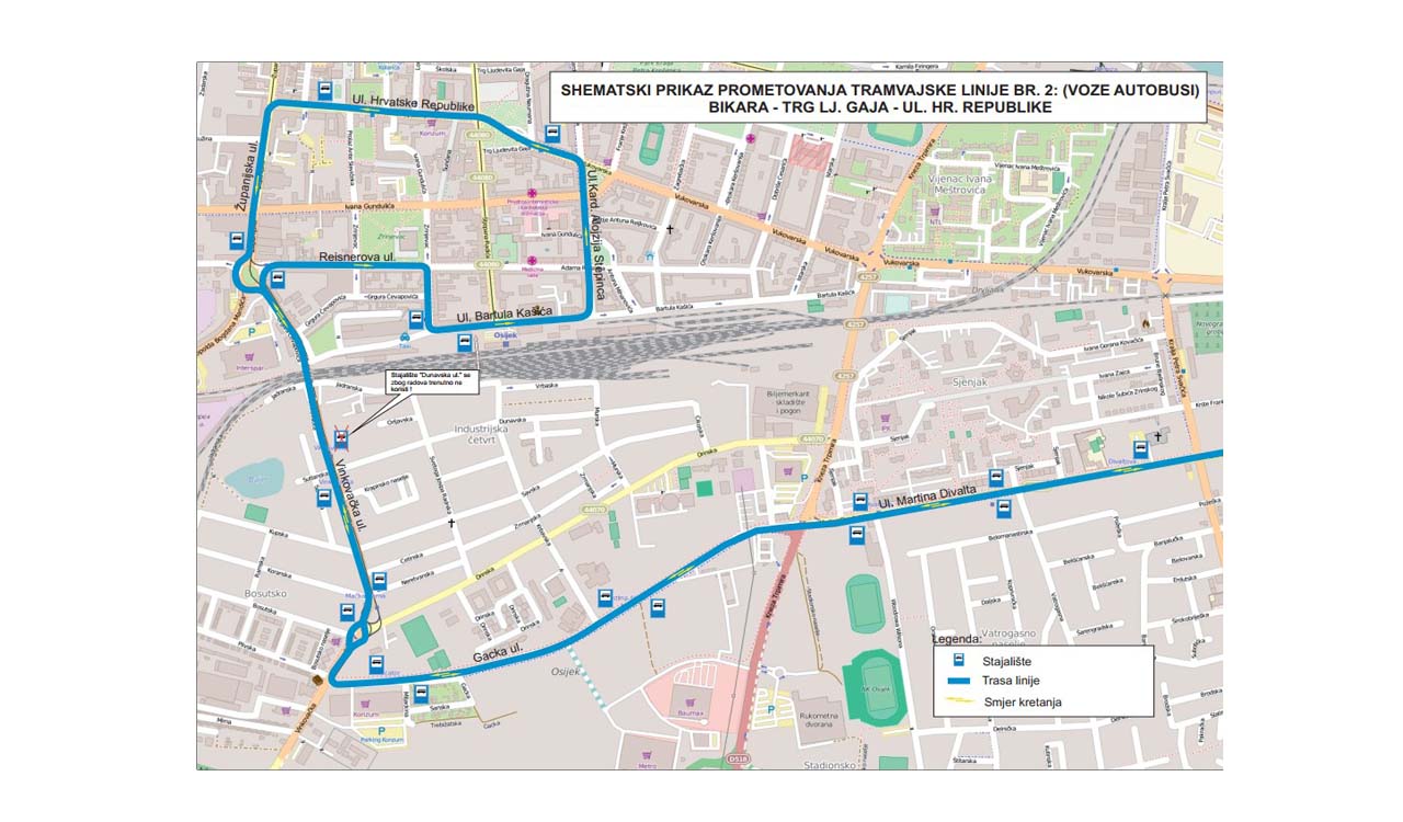 Obavijest putnicima o preusmjerenjima na tramvajskoj liniji br. 2 (voze ...
